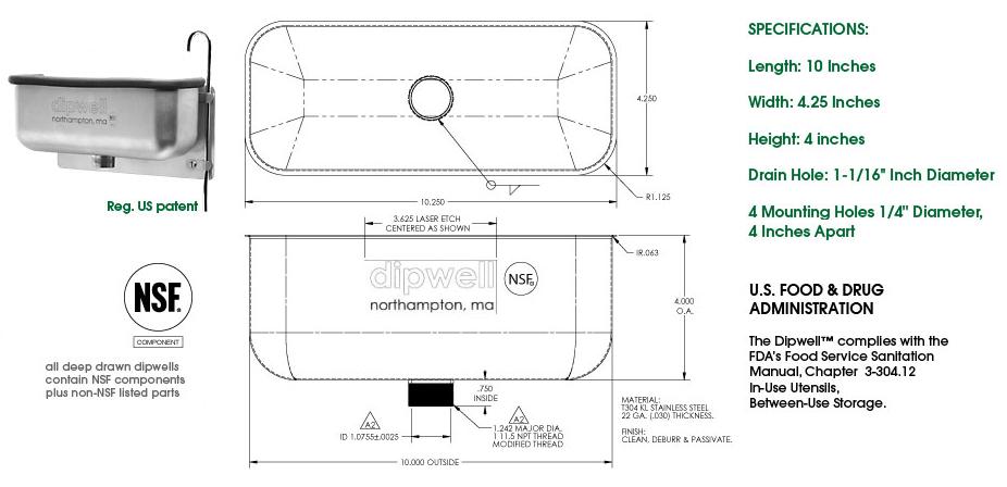 10″ Deep Drawn Dipwell (NSF) – Dipwell